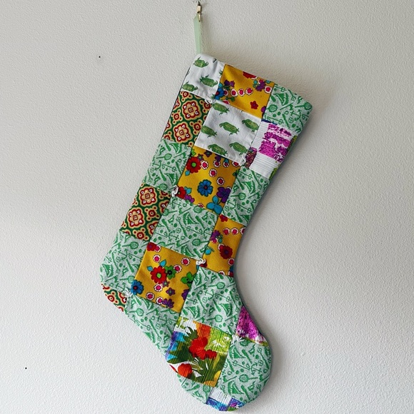 Holiday | Handmade Patchwork Vintage Quilt Christmas Stocking Flower ...